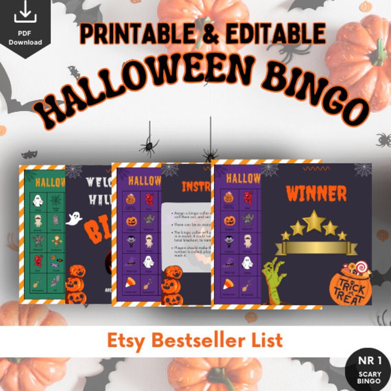 Editable Halloween Bingo,30 Halloween Bingo Cards,halloween Games,kids ...