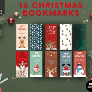 Christmas Printable Bookmarks,digital Download JPG Bookmark Sheets ...