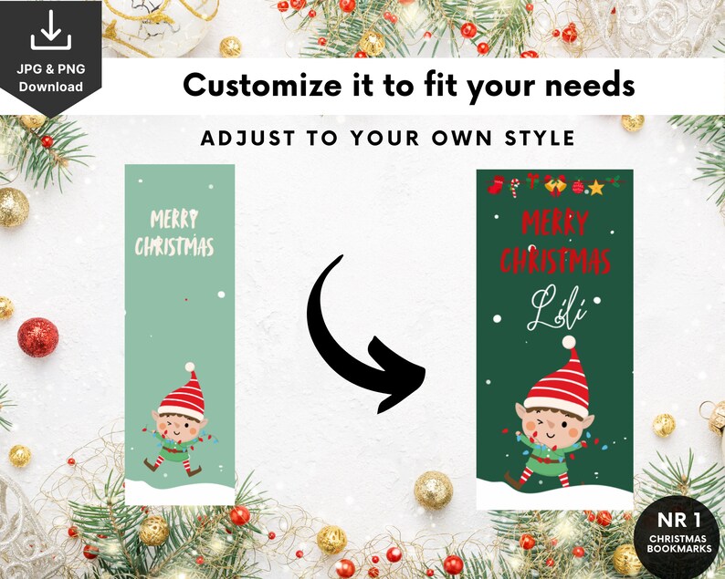 Christmas Printable Bookmarks,digital Download JPG Bookmark Sheets ...