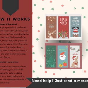 Christmas Printable Bookmarks,digital Download JPG Bookmark Sheets ...