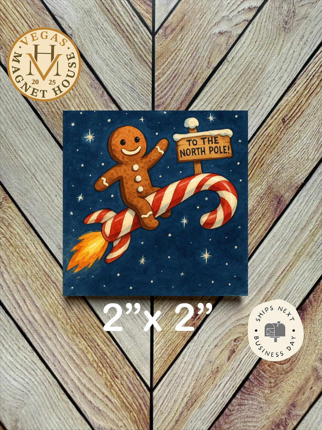 Candy Cane Rocket to the North Pole Gingerbread: Decorative Fridge ...