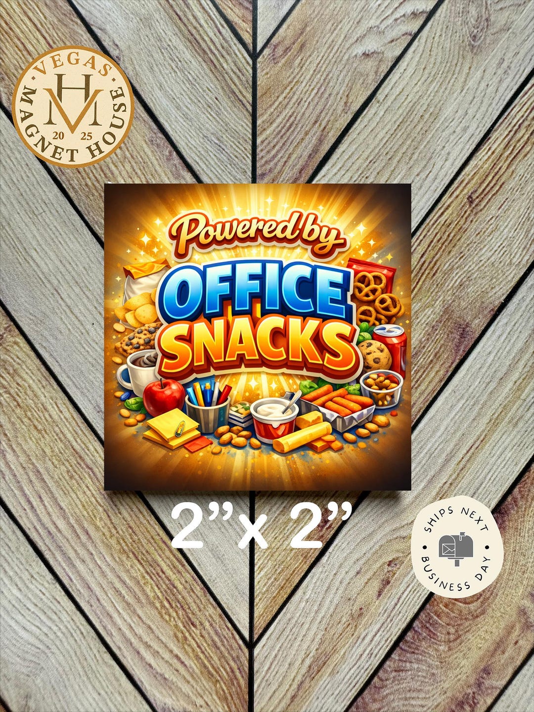 Powered by Office Snacks | Kitchen Fridge Sign | Humor Food Magnet ...