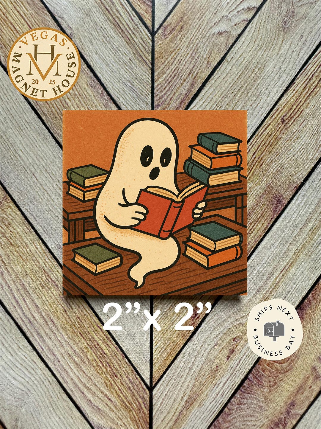 Books Retro Ghost Reading Magnet | Pumpkin Head | Halloween Fridge ...