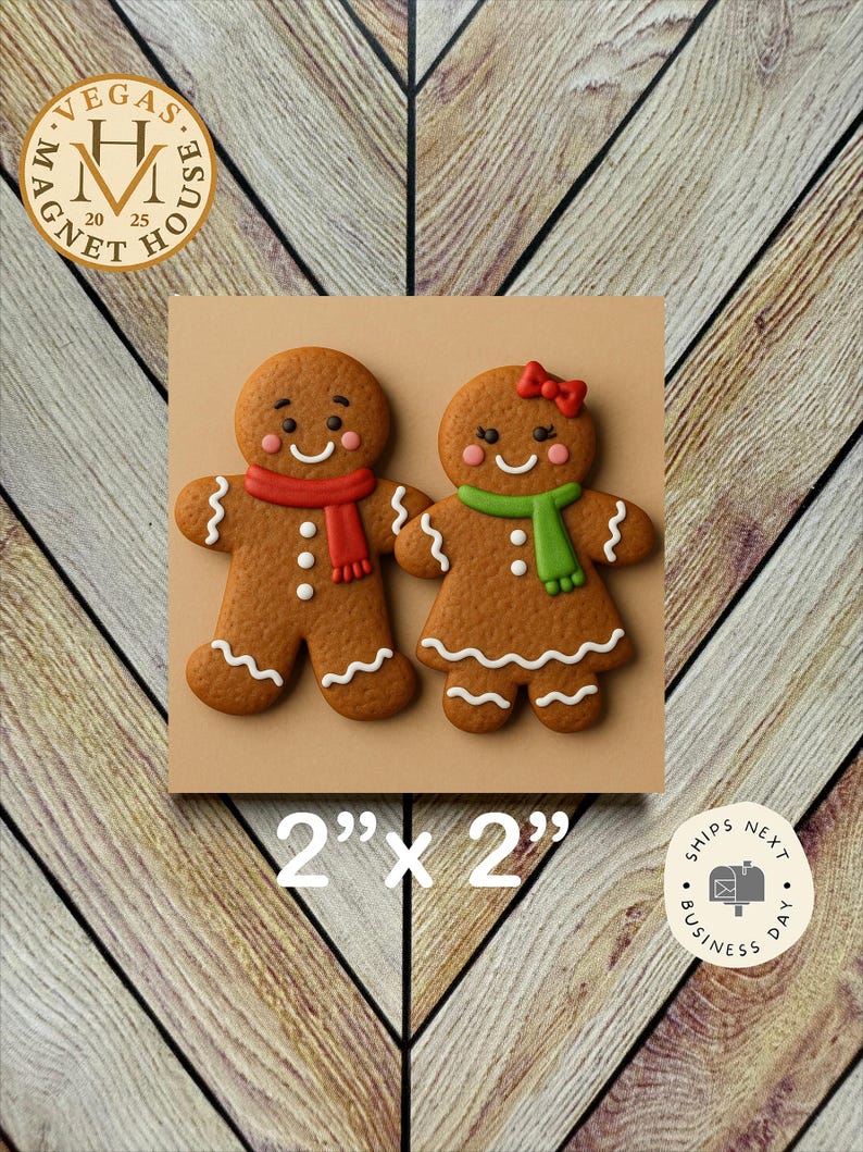 Gingerbread Couple : Decorative Fridge Magnet (2x2") - Etsy