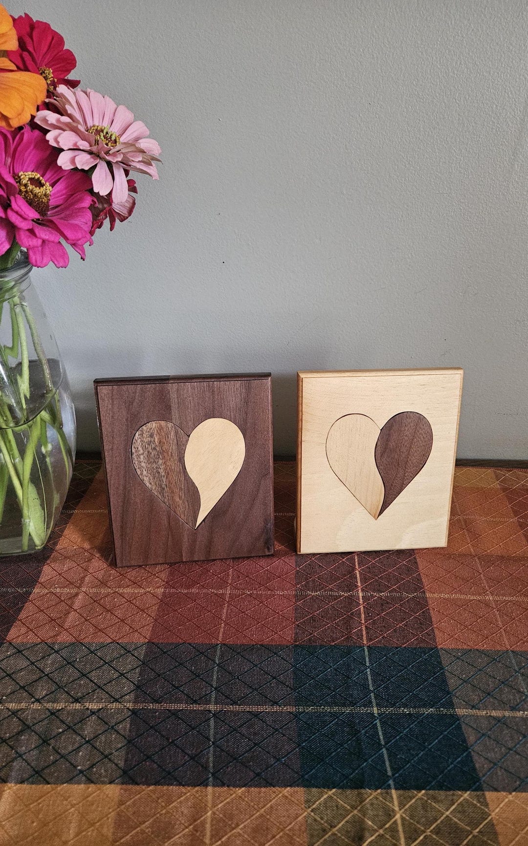 His and Hers Heart Shaped Desk Décor - Anniversary Gift, Valentines Day ...
