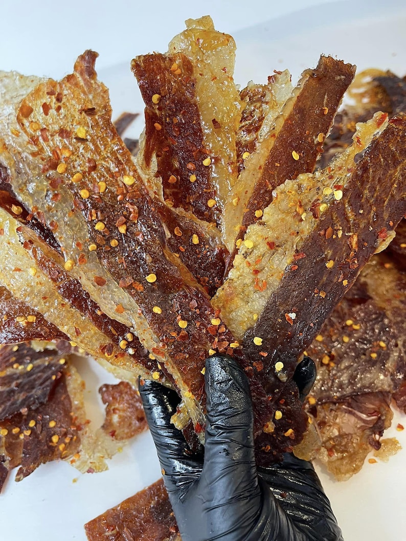 Poppy's Handcrafted Thin, Crispy, Sweet and Spicy Beef Jerky - Etsy