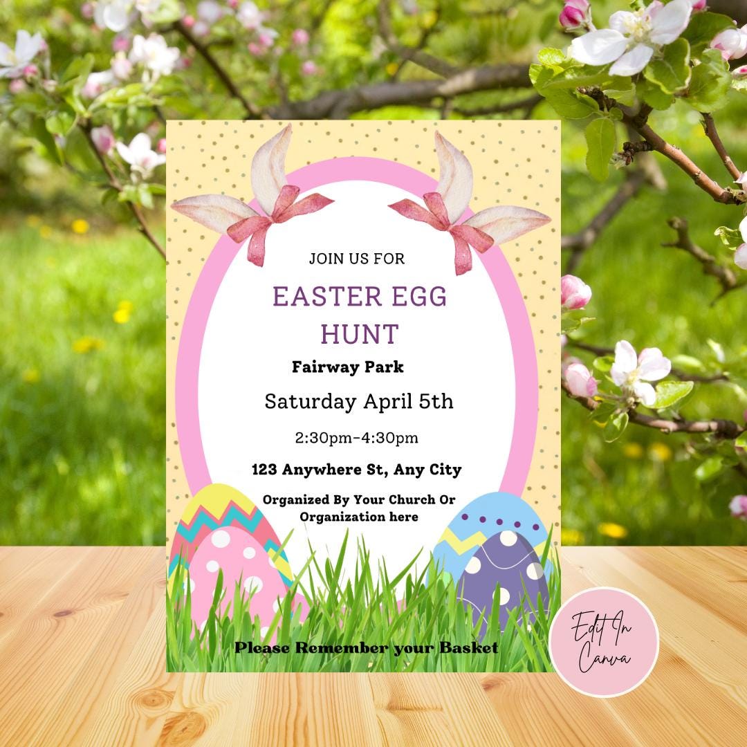 Easter Egg Hunt Editable Invitation Easter Printable Invitation Digital ...