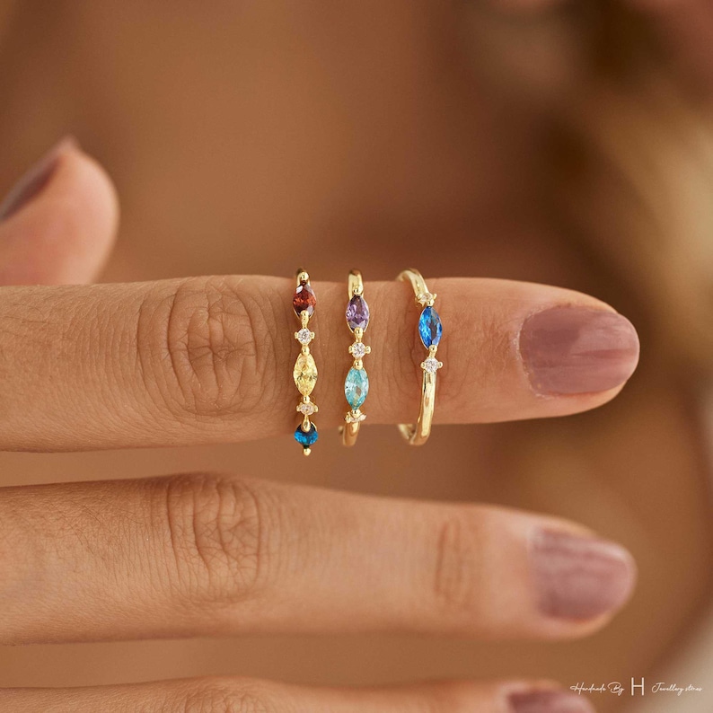 Custom Marquise Birthstone Ring, Engagement Ring, Anniversary Gift for ...