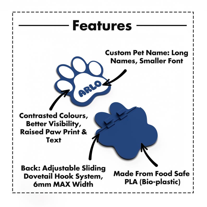 Personalised Dog Paw Name Tag – Dog Crate Name Tag, Pet Name Plate With ...