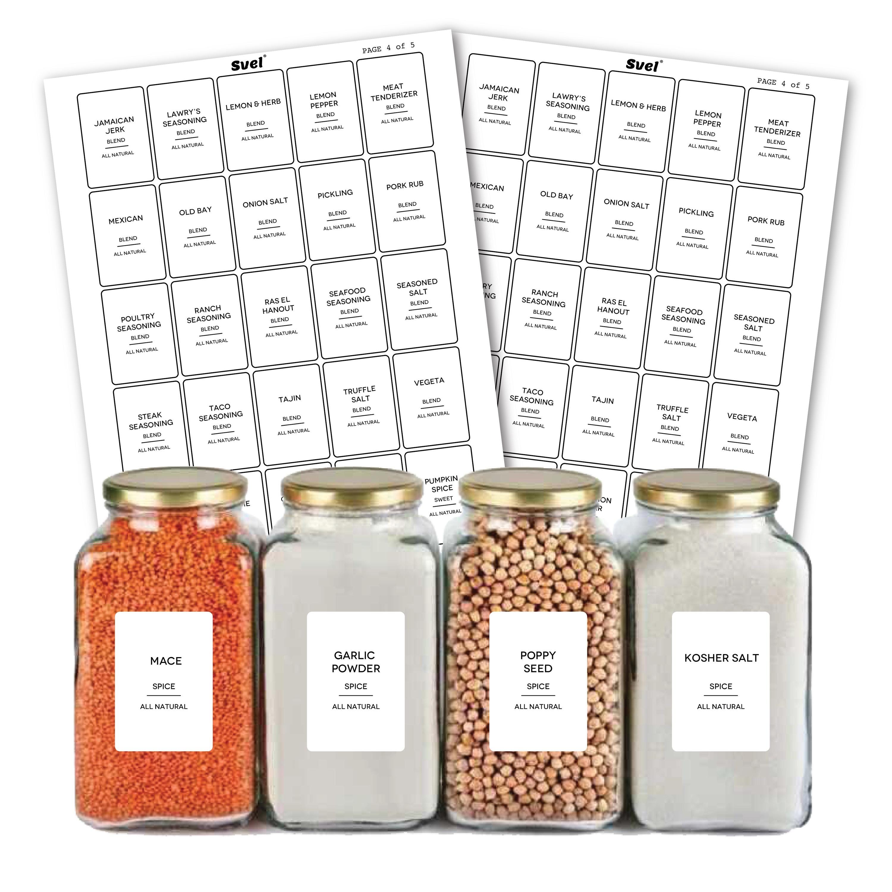125 Minimalist White Spice Labels, Stickers for Organizing Pantry Food ...