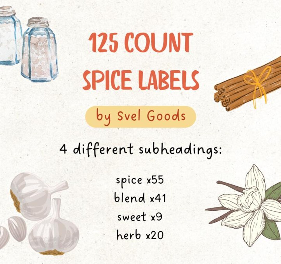 125 Minimalist White Spice Labels, Stickers for Organizing Pantry Food ...