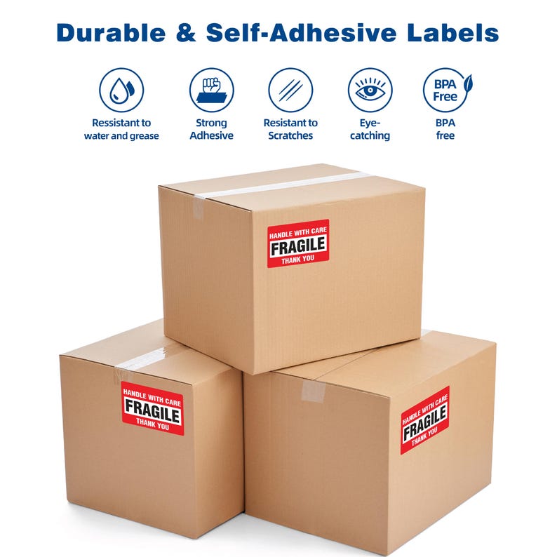 2x3 Inch Fragile Sticker 500 Pcs, Handle With Care Sticker, Labels for ...