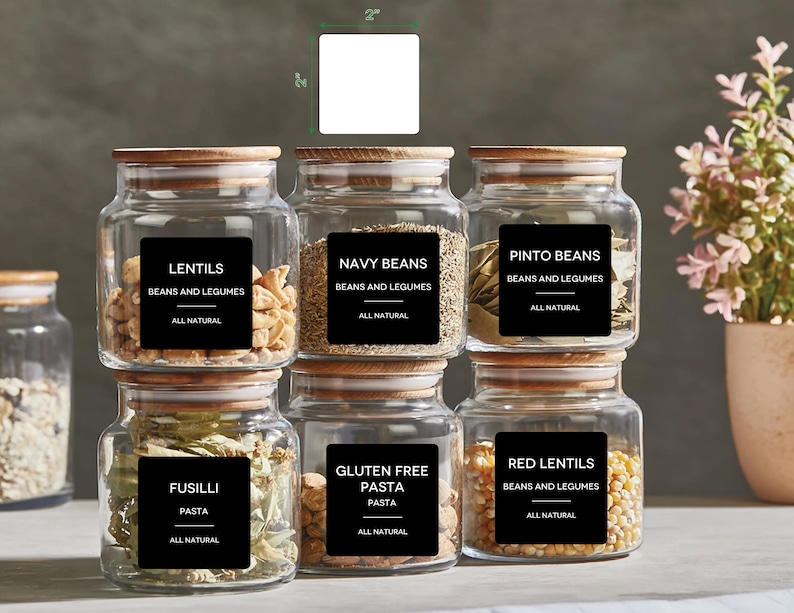 335 Minimalist Jar Labels, Stickers for Organizing Pantry, Preprinted ...
