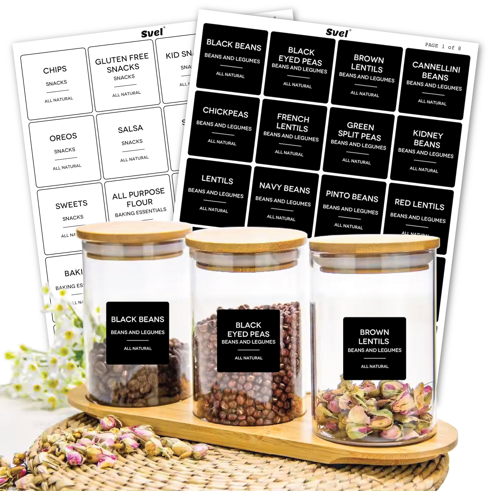 335 Minimalist Jar Labels, Stickers for Organizing Pantry, Preprinted ...