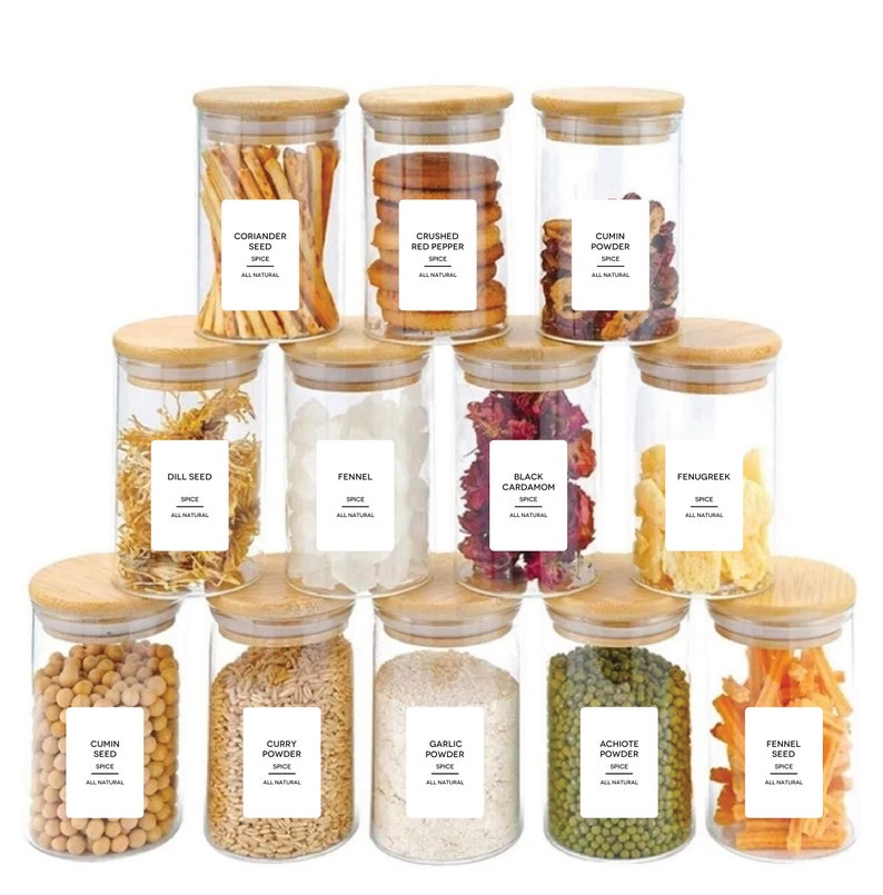 335 Minimalist Jar Labels, Stickers for Organizing Pantry, Preprinted ...