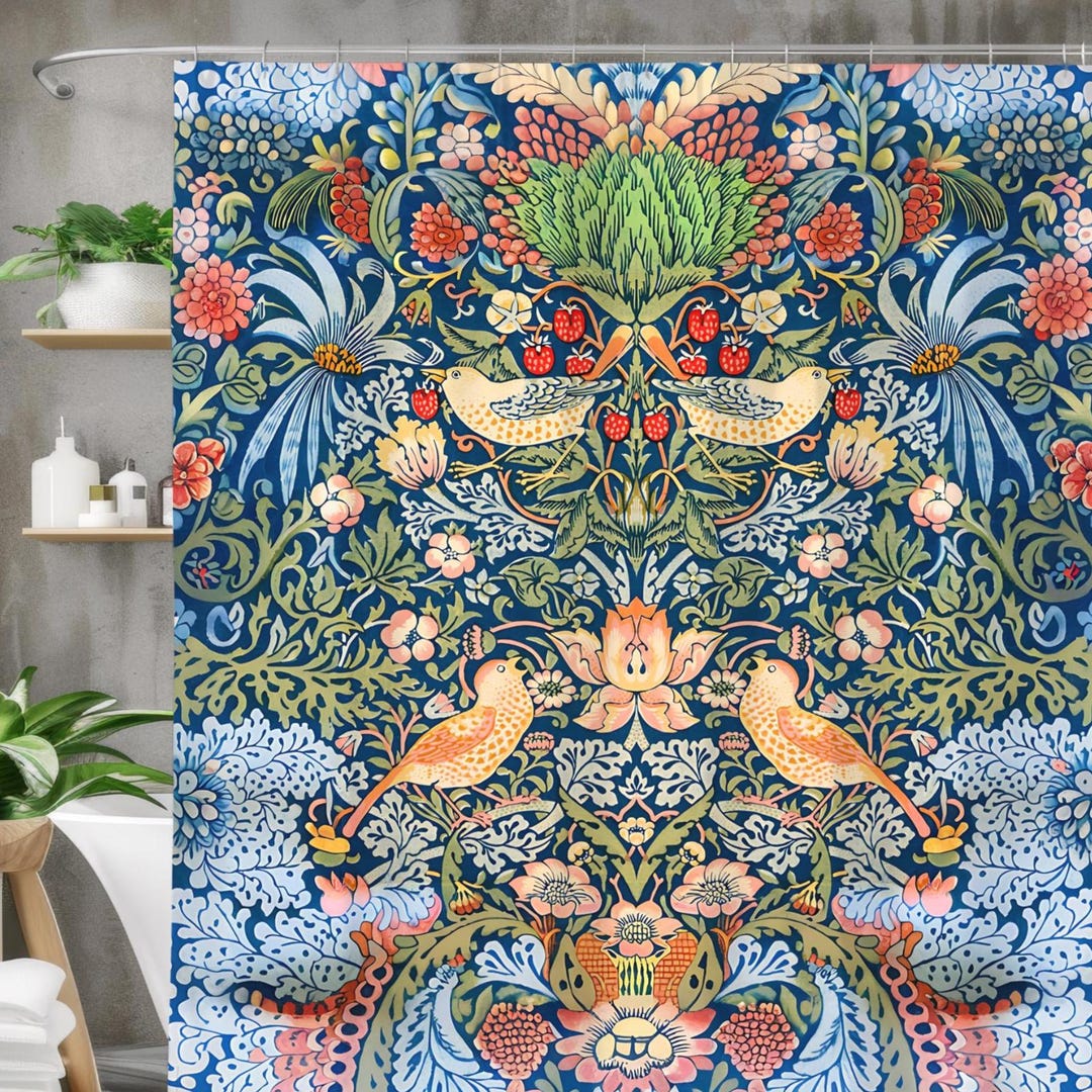 Elegant Vintage Aviary Botanical Shower Curtain Floral Garden ...