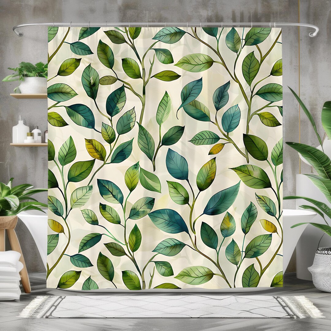 Eucalyptus Leaves Refreshing Modern Farmhouse Shower Curtain, Botanical ...