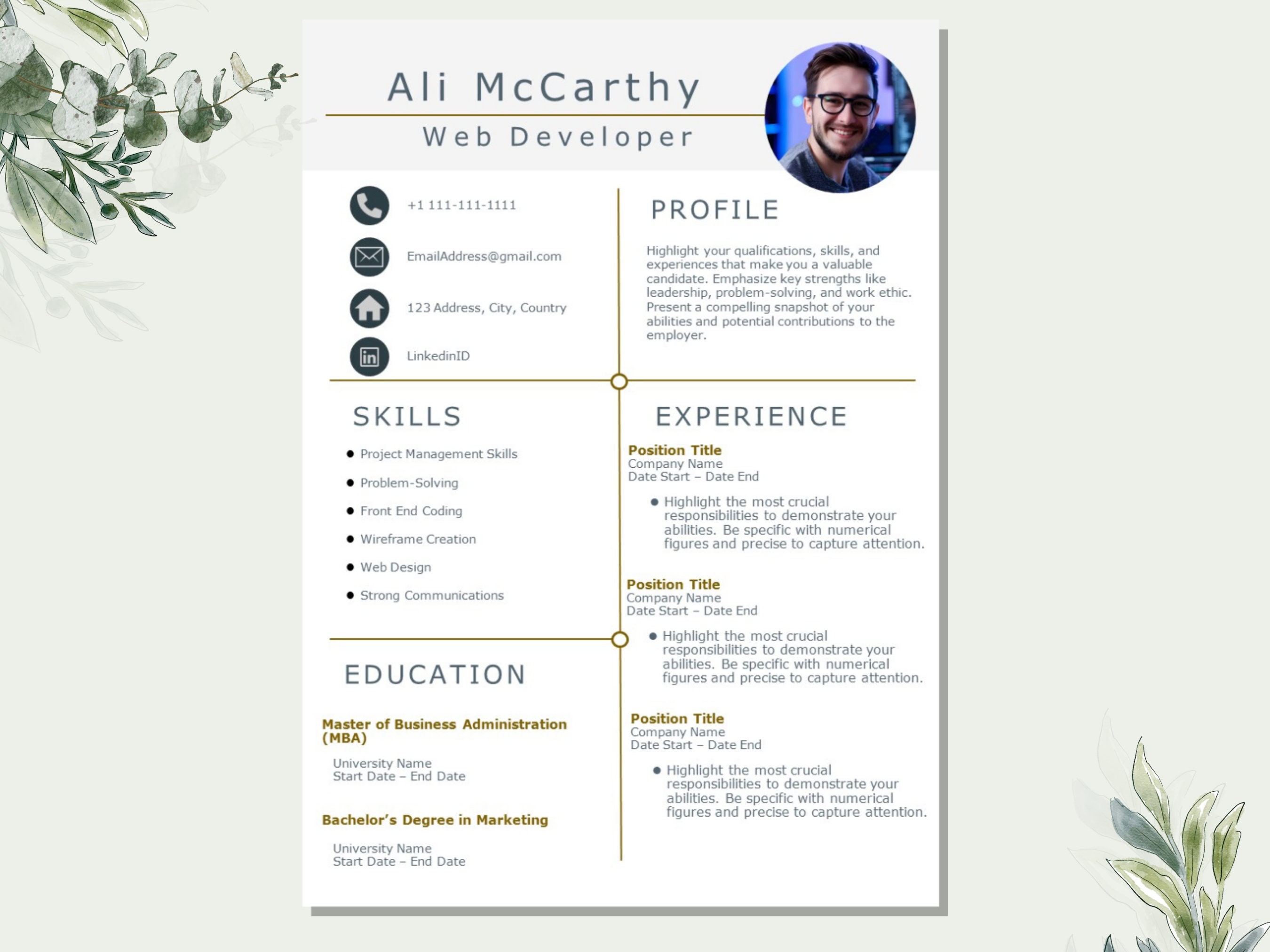 Modern Professional Resume Template With Powerpoint | Resume Template ...
