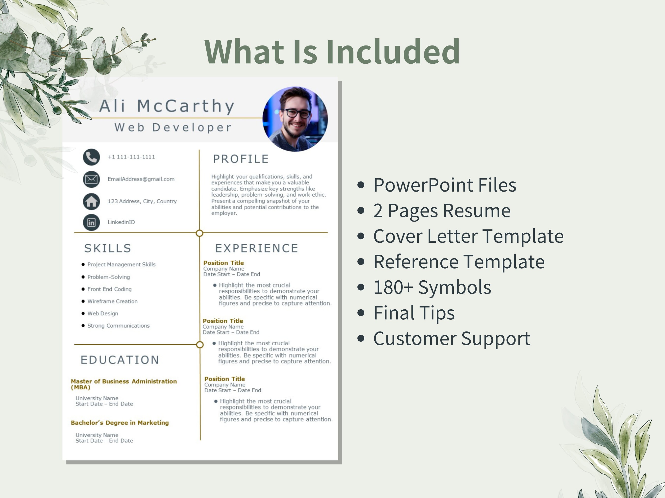 Modern Professional Resume Template With Powerpoint | Resume Template ...