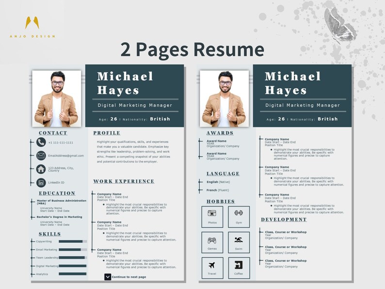 Modern Professional Resume Template With Powerpoint | Resume Template ...