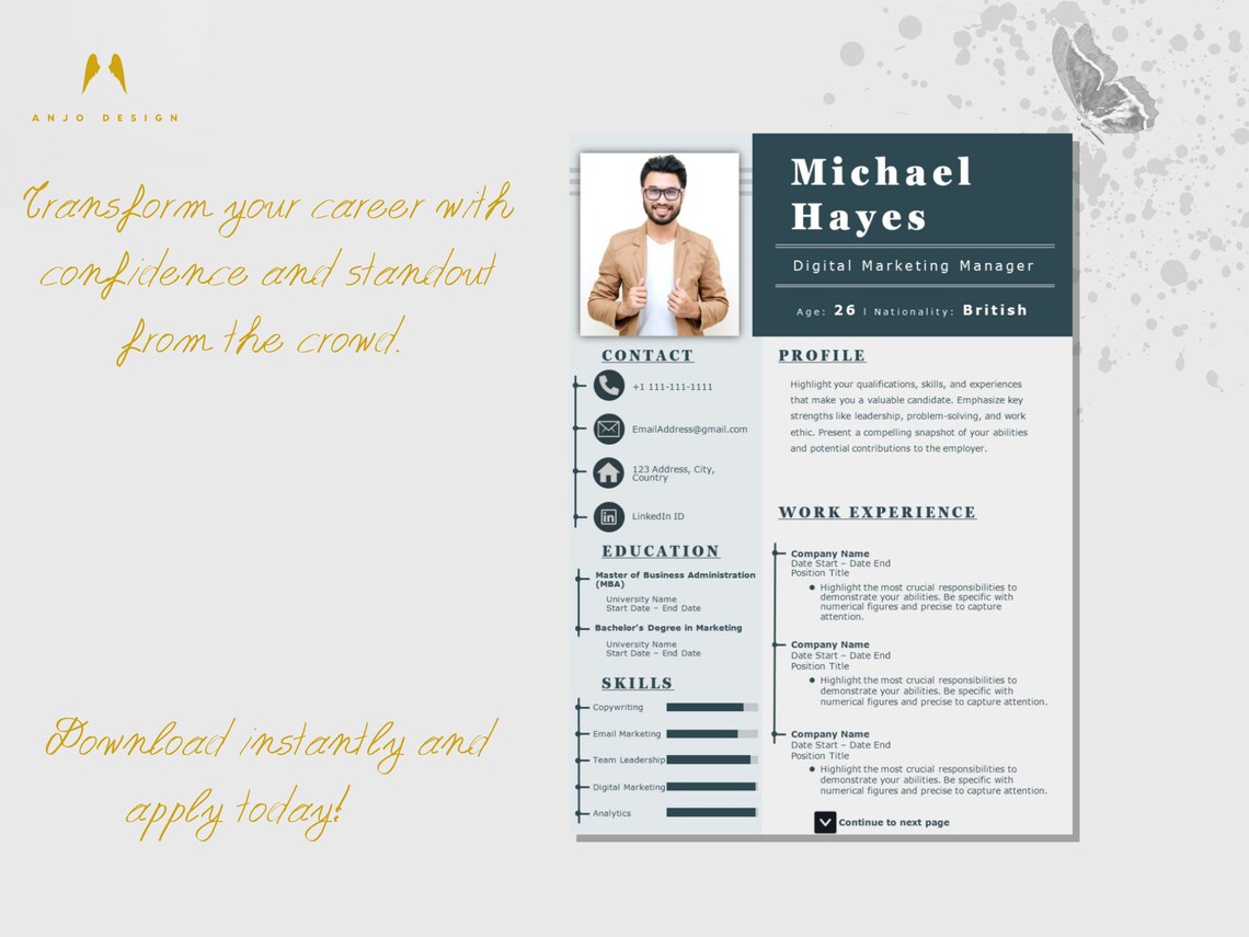 Modern Professional Resume Template With Powerpoint Resume Template ...