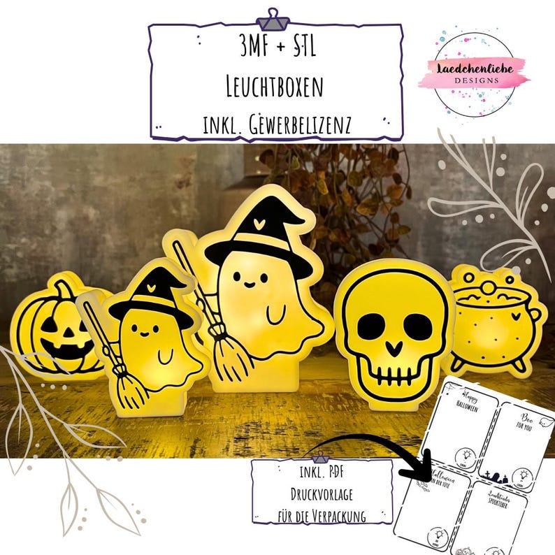 Halloween Light Boxes 3D Print File | 3MF + STL | Ghost, Pumpkin, Skull ...