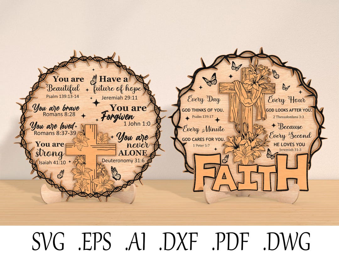 Christian Standing Laser Cut Files Svg, Crown of Thorns Svg, Christian ...