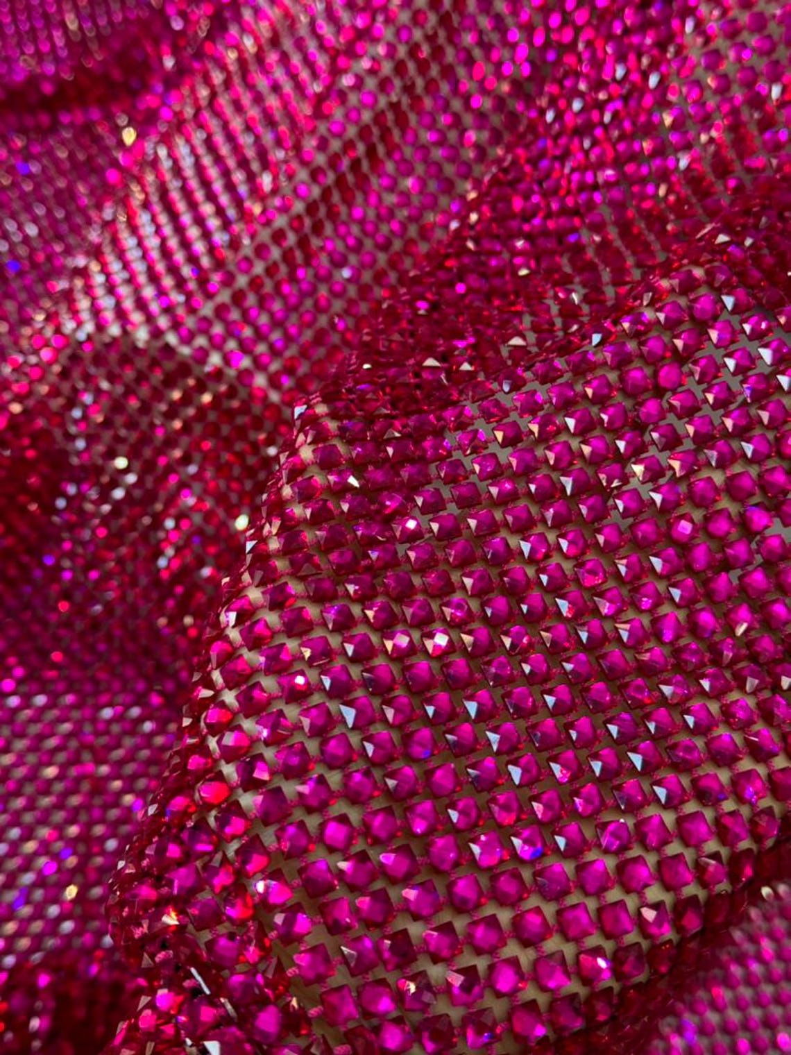 Fuchsia Crystal 6*6 Fishnet Fabric – Couture Luxury Eveningwear Fabric ...