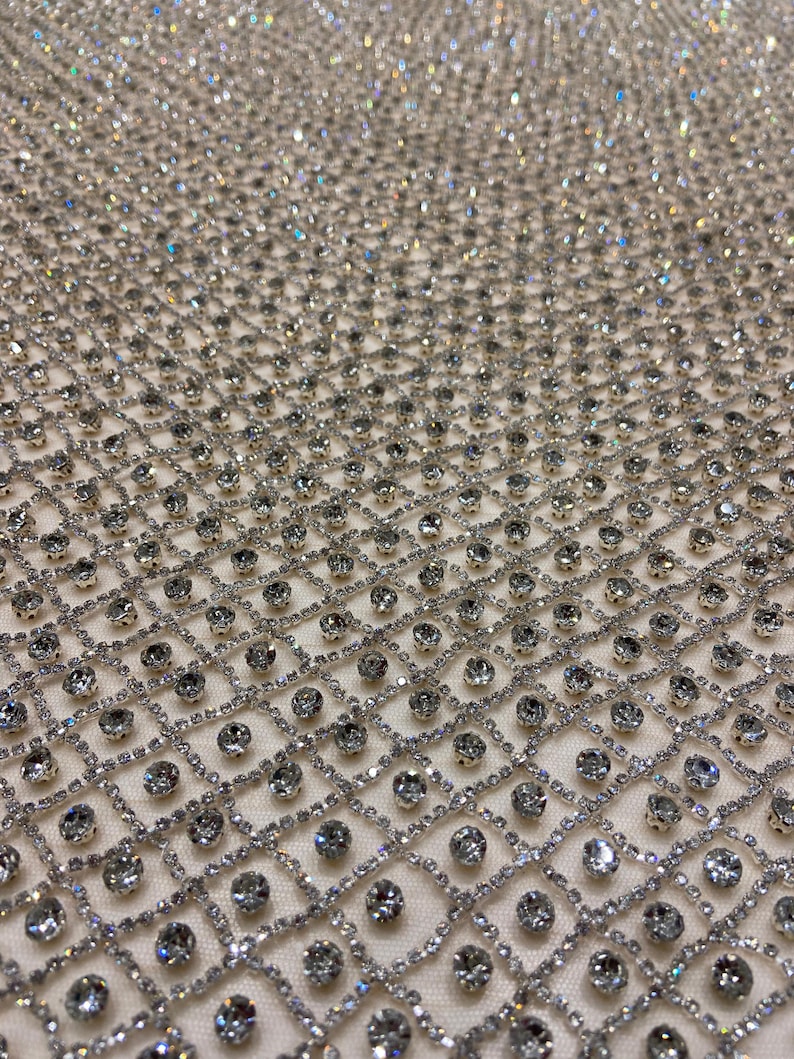 Hand-beaded Crystal Mesh Fabric by Yard - 100% Glass Stones ...