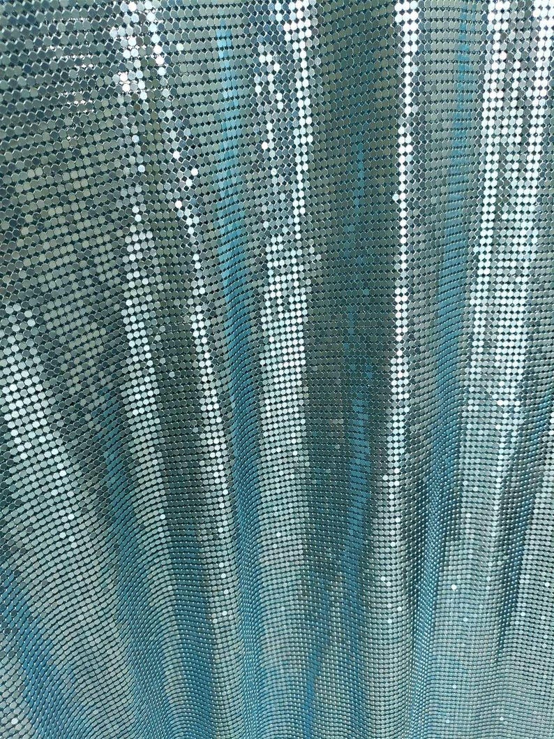 Light Blue Metal Mesh Chainmail Fabric - High-quality Aluminum Mesh ...
