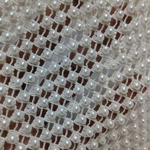 Hand-beaded Crochet Pearl Ivory Fabric - Etsy