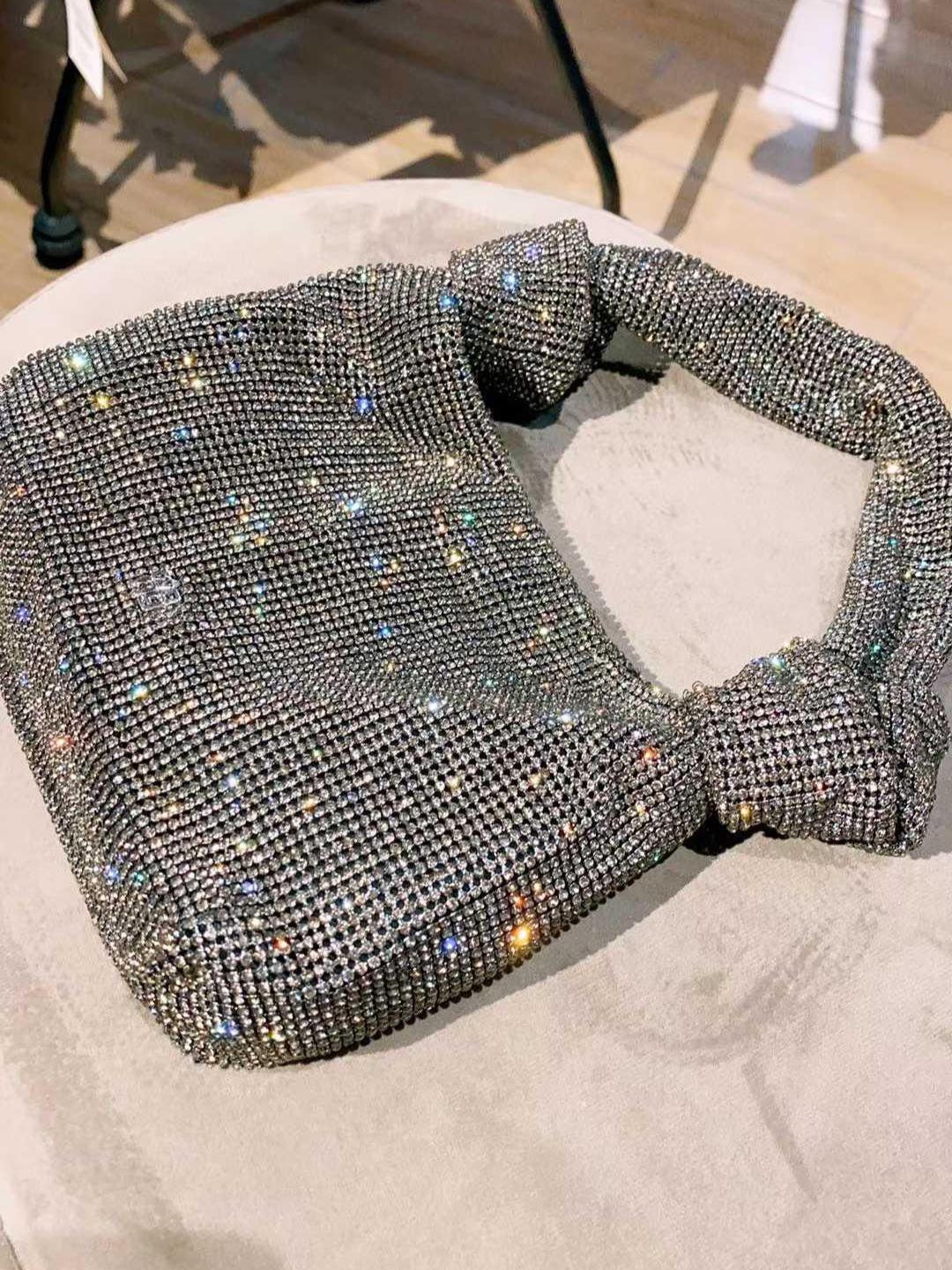Mini Silver Crystal Mesh Purse – Sparkly Rhinestone Evening Bag, Glam ...