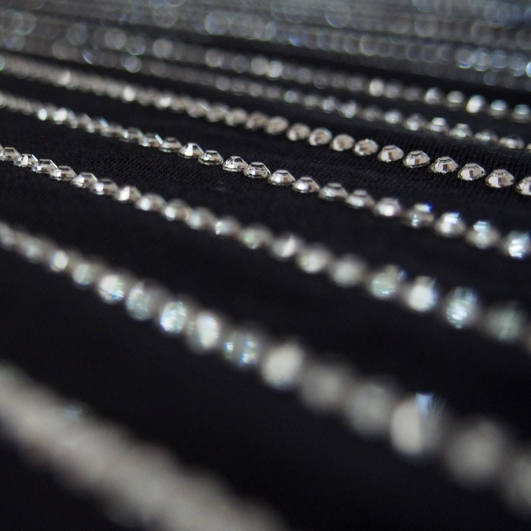 Crystal Embellished Black Pinstripe Fashion Luxury Crystal Fabric - Etsy