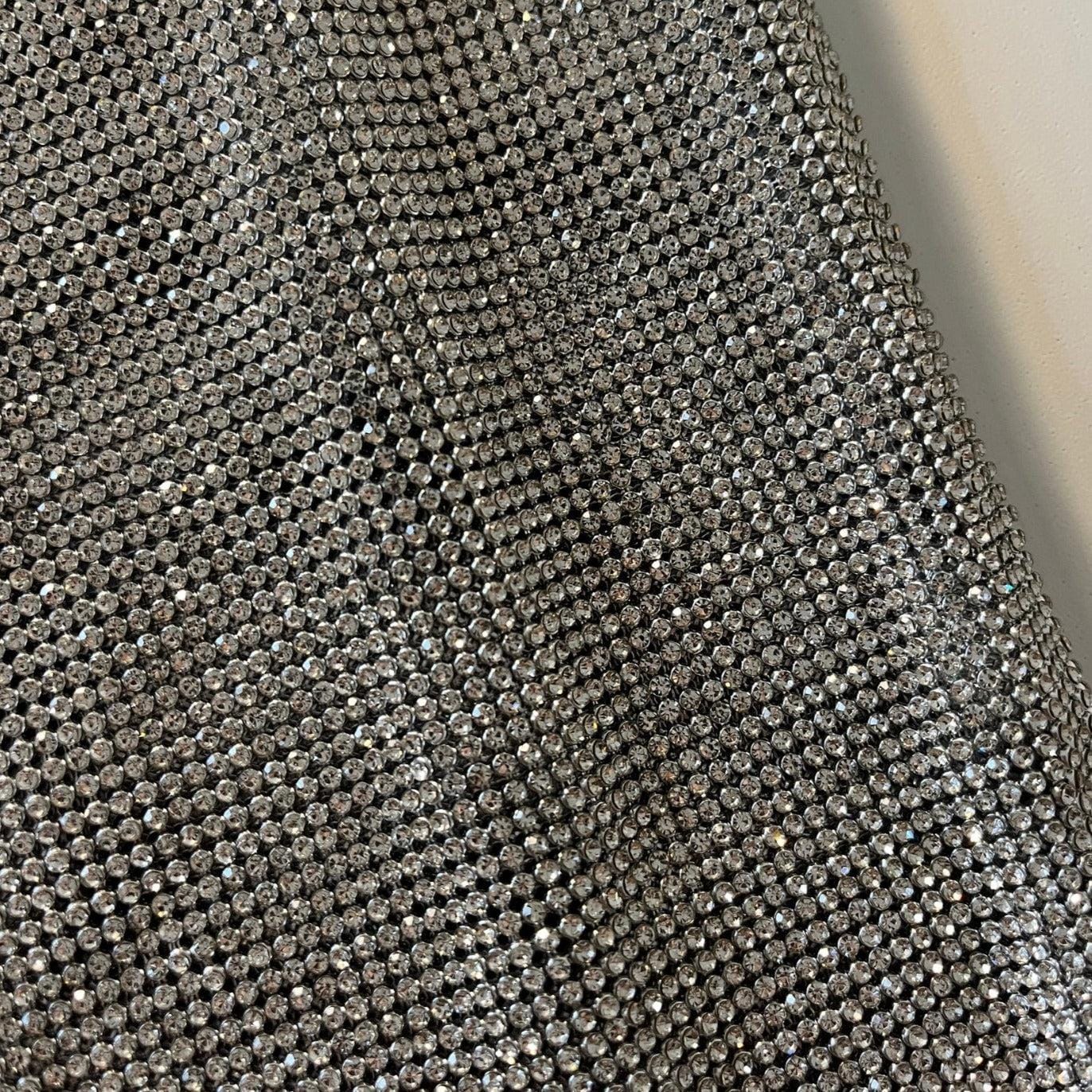 Luxury Silver Crystal Mesh Fabric – Chainmail Rhinestone Embellished ...