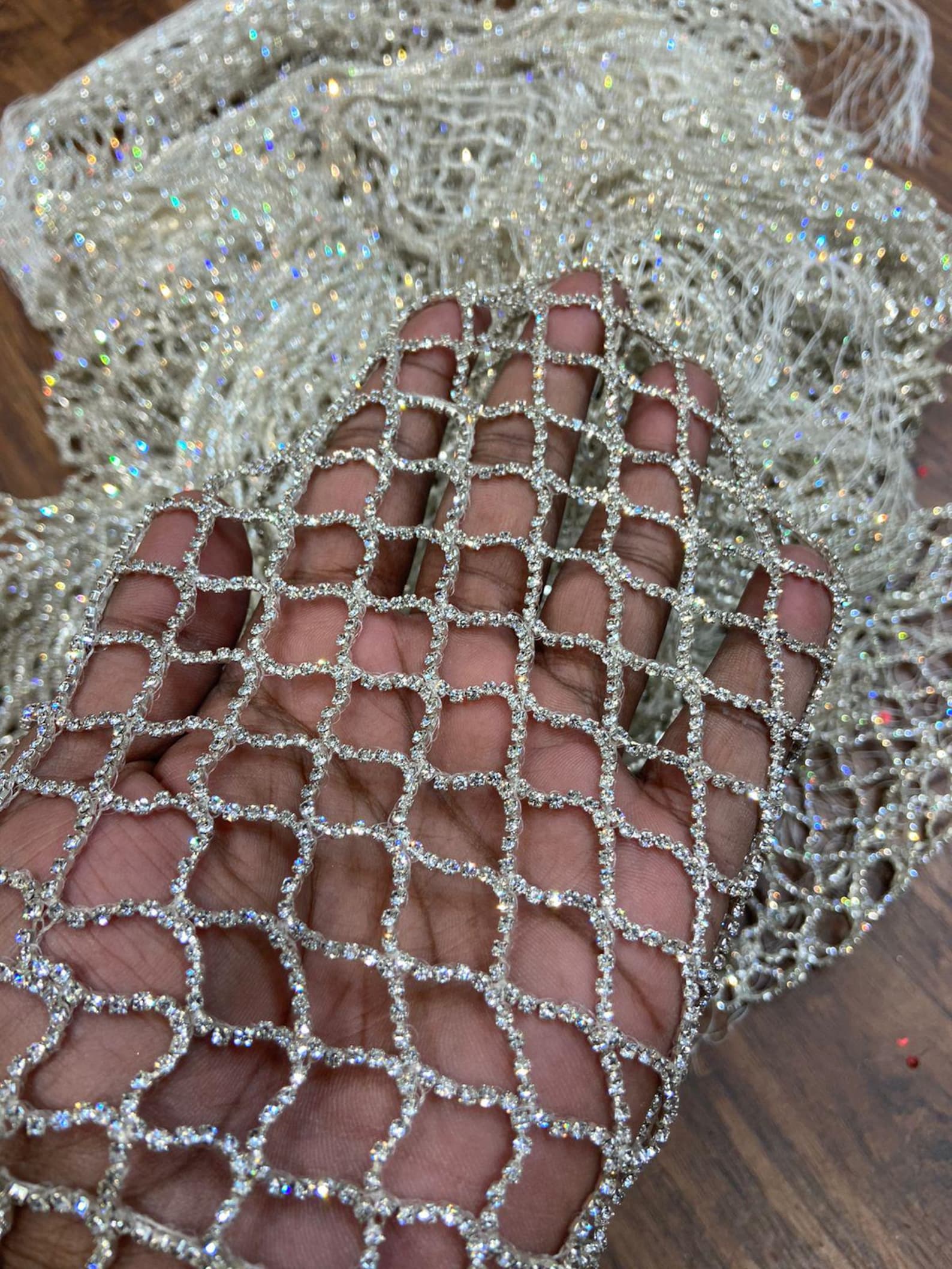 Hand-beaded Crystal Lattice Fabric: Couture Bridal Gown Embellishment ...