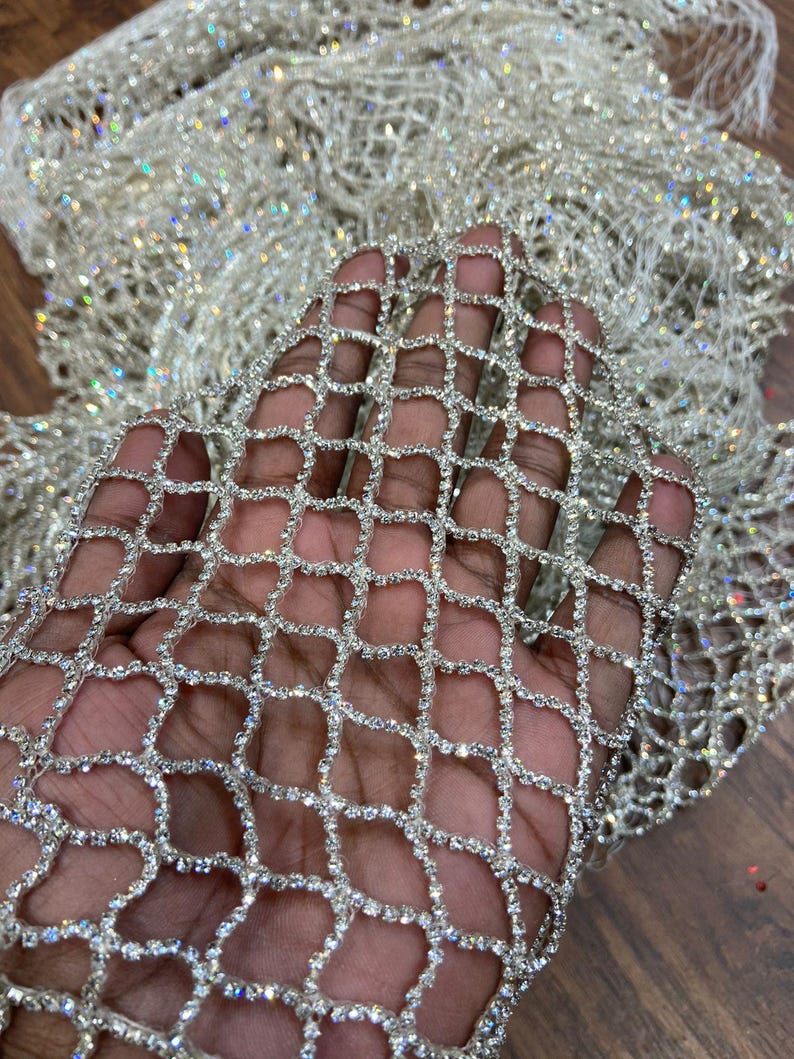 Hand-beaded Crystal Lattice Fabric: Couture Bridal Gown Embellishment ...