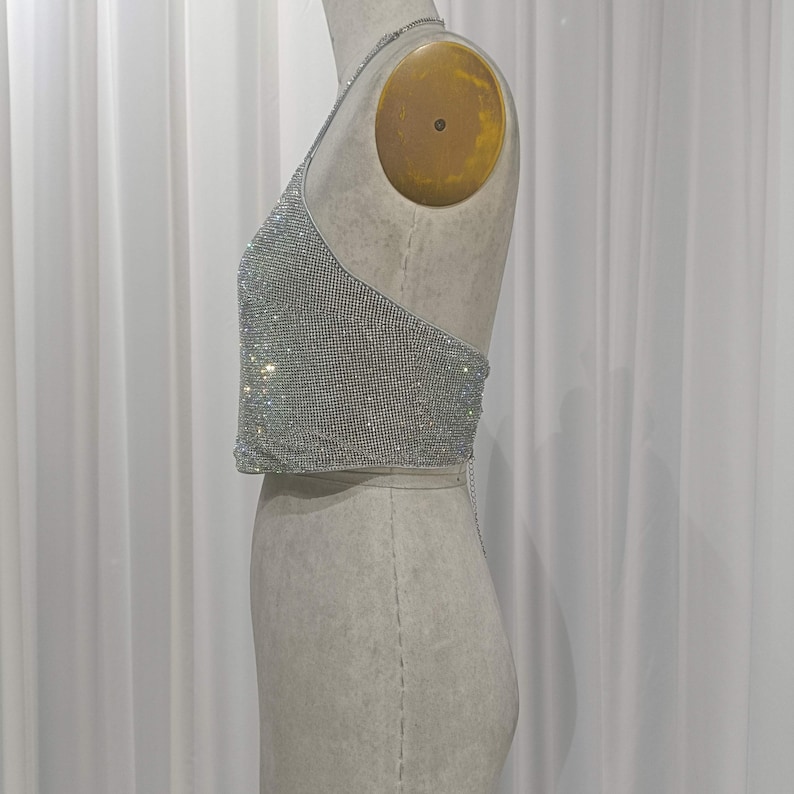 Sparkling Crystal Mesh Halter Top With Lace-up Back - Handmade ...