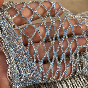 Blue Crystal Lattice Fabric: Hand-beaded Couture Embellishment - Etsy