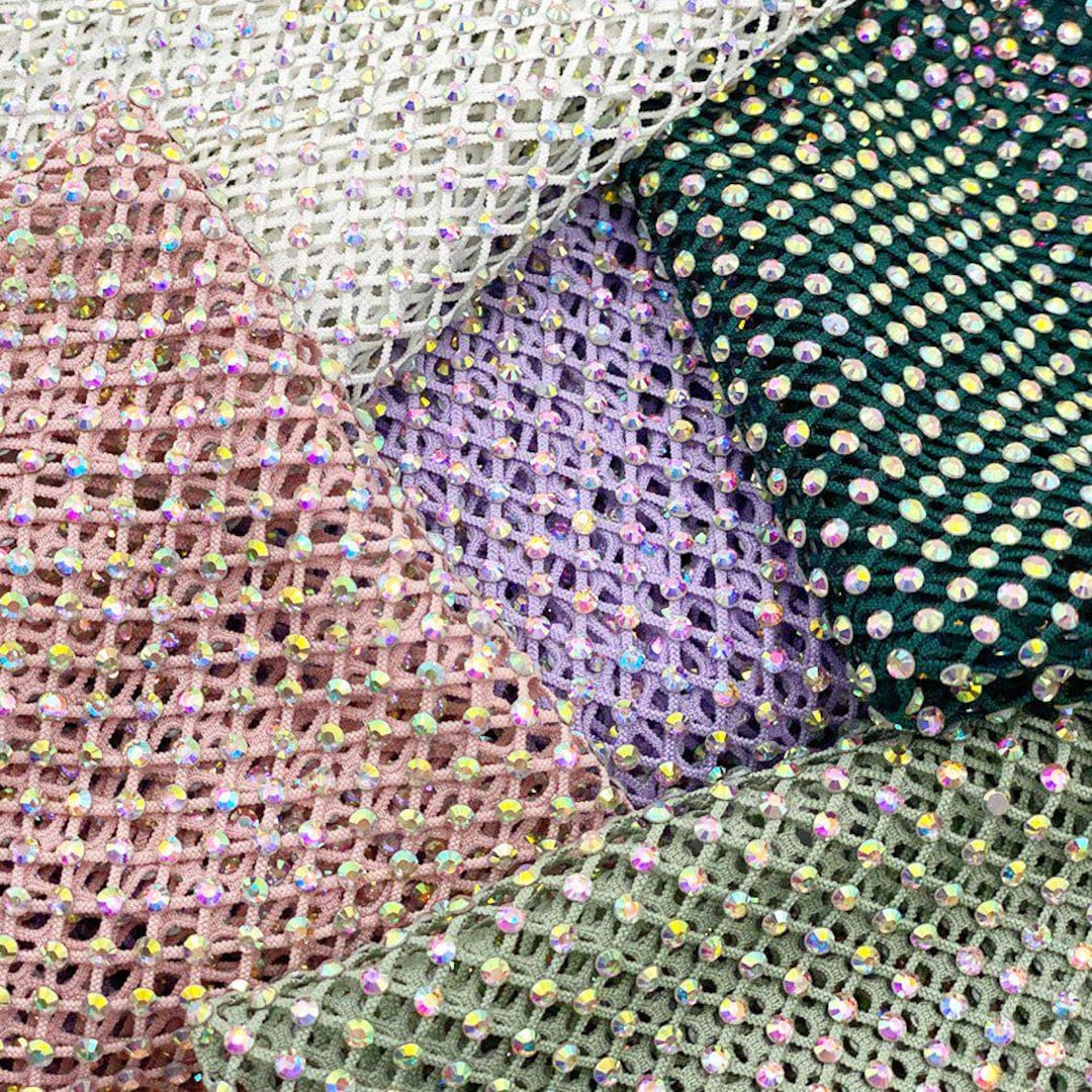 Crystal AB Rhinestone Fishnet Fabric: 4-way Stretch Couture Material - Etsy