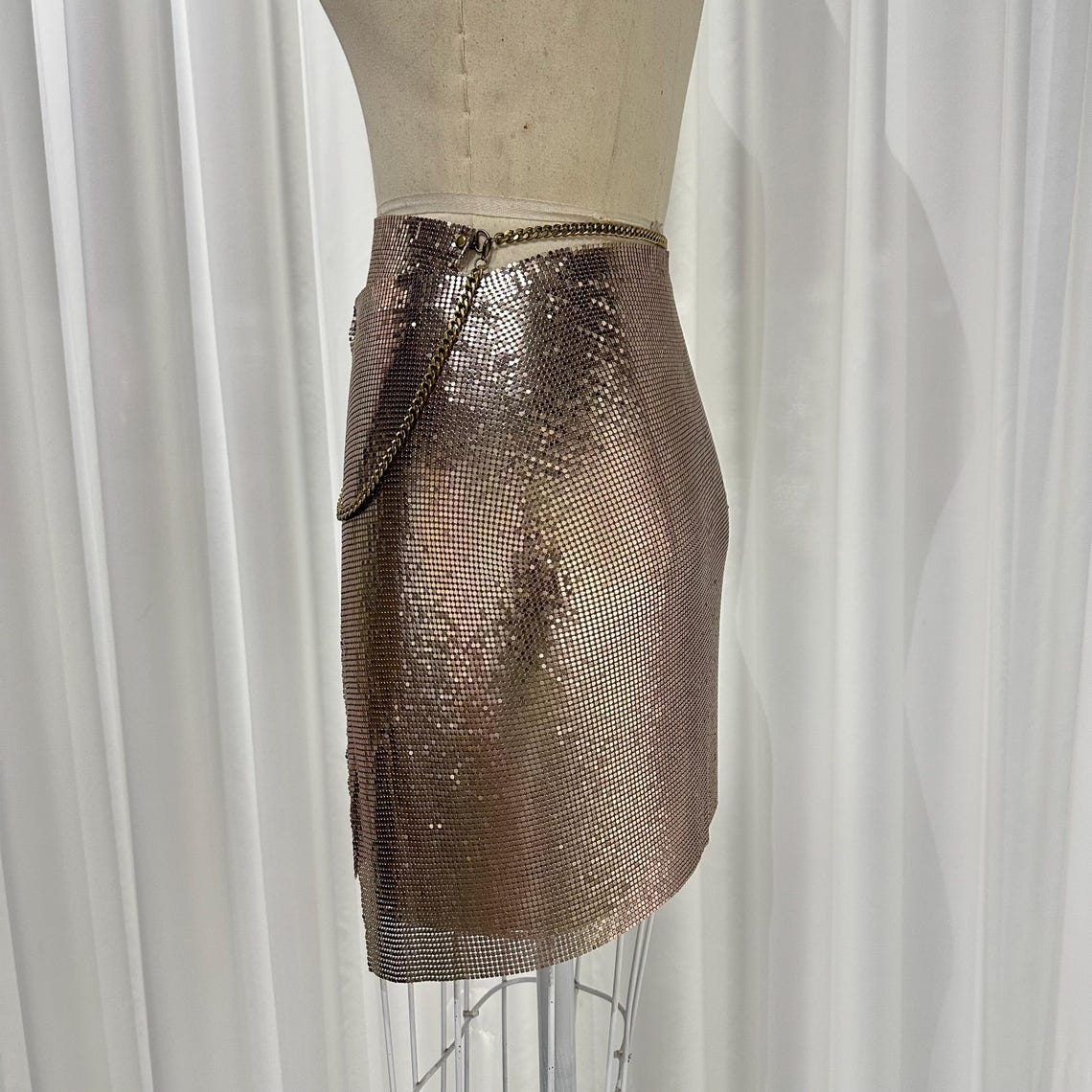 Bronze Metal Mesh Chainmail Mini Skirt | Stylish Chain Wrap Closure ...