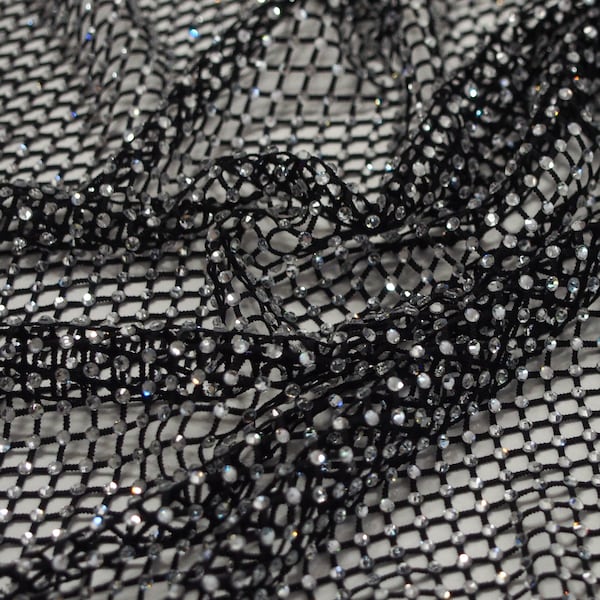 Rhinestone Fishnet Fabric - Etsy