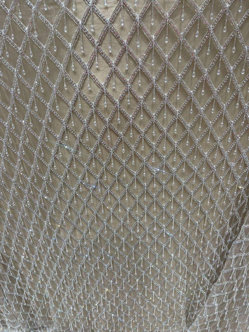 Silver Crystal Beaded Net Fabric: Luxury Wedding Dress Material - Etsy