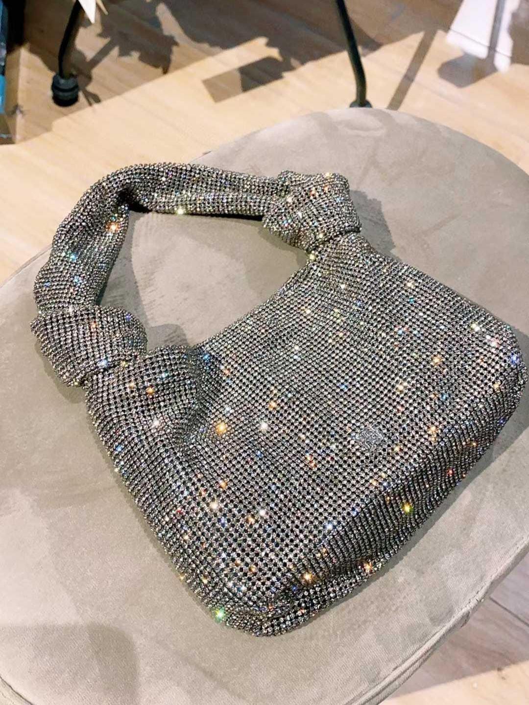 Mini Silver Crystal Mesh Purse – Sparkly Rhinestone Evening Bag, Glam ...