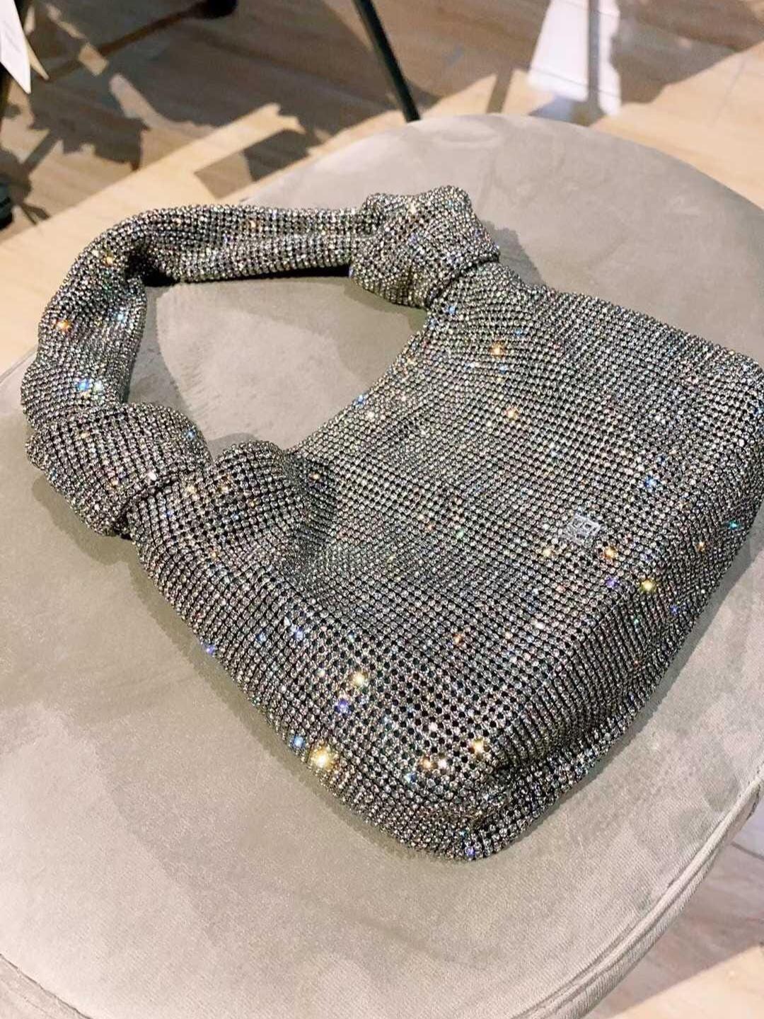 Mini Silver Crystal Mesh Purse – Sparkly Rhinestone Evening Bag, Glam ...