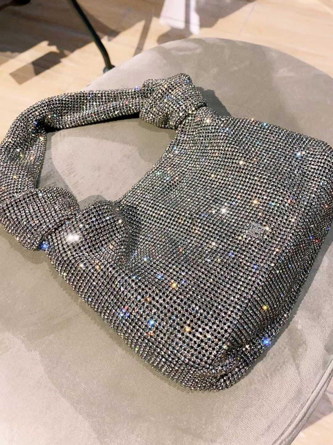 Mini Silver Crystal Mesh Purse – Sparkly Rhinestone Evening Bag, Glam ...