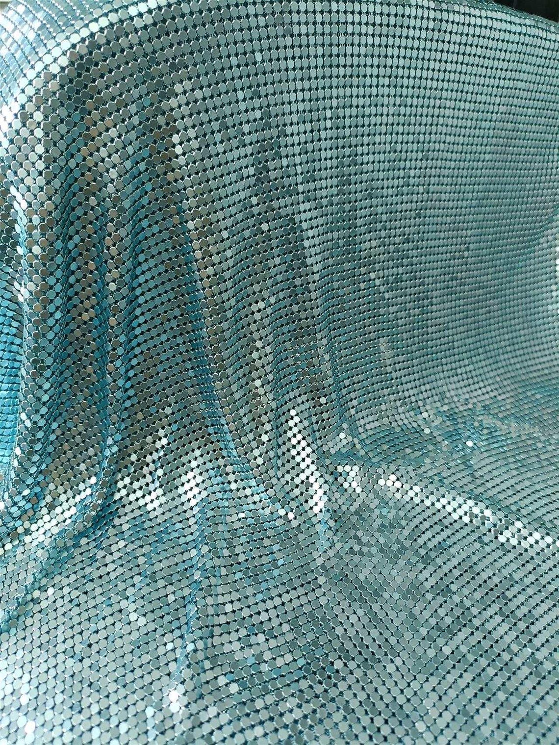 Light Blue Metal Mesh Chainmail Fabric - High-quality Aluminum Mesh ...
