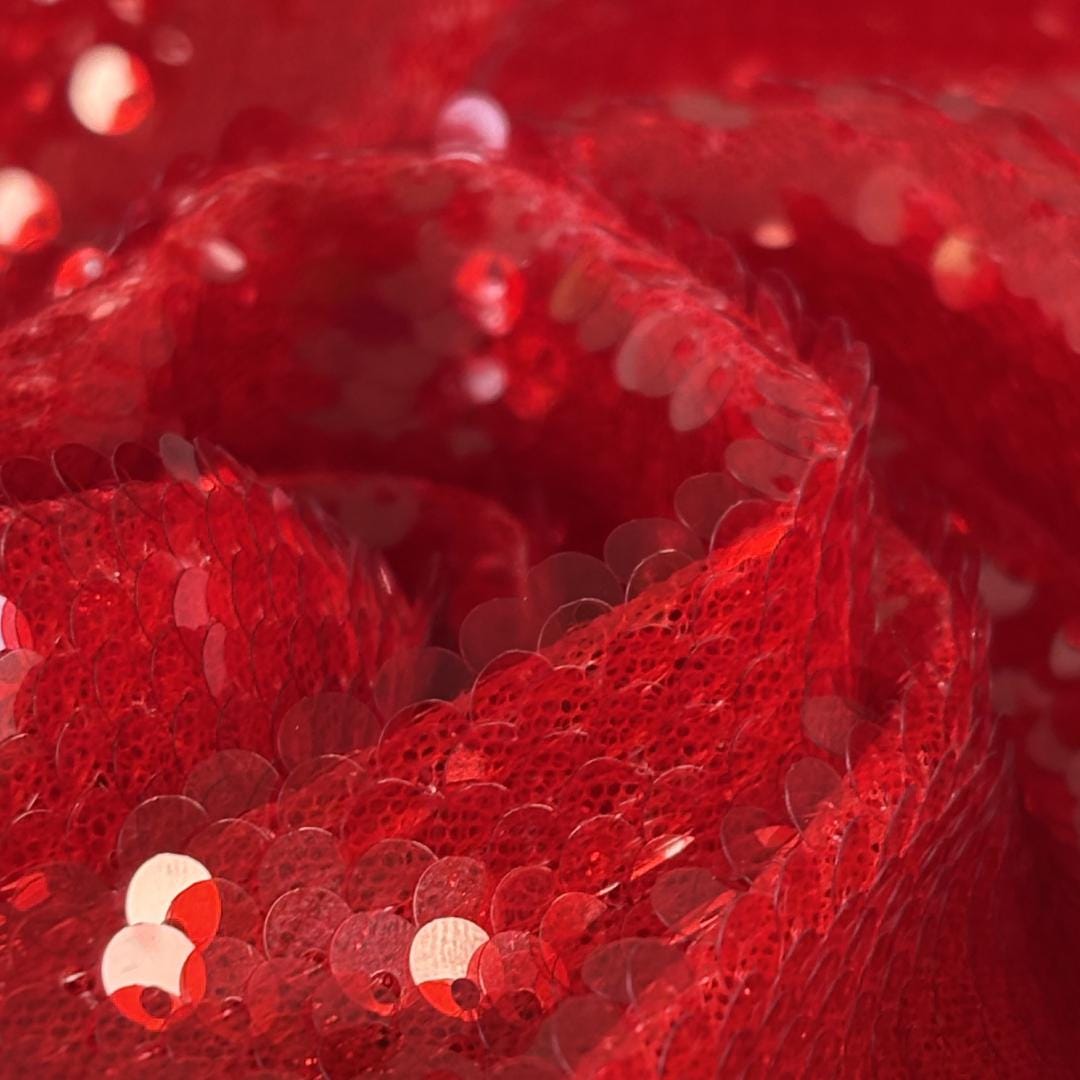 Crimson Red Sequin Fabric - 5mm Polyester Sequin Textile - Etsy
