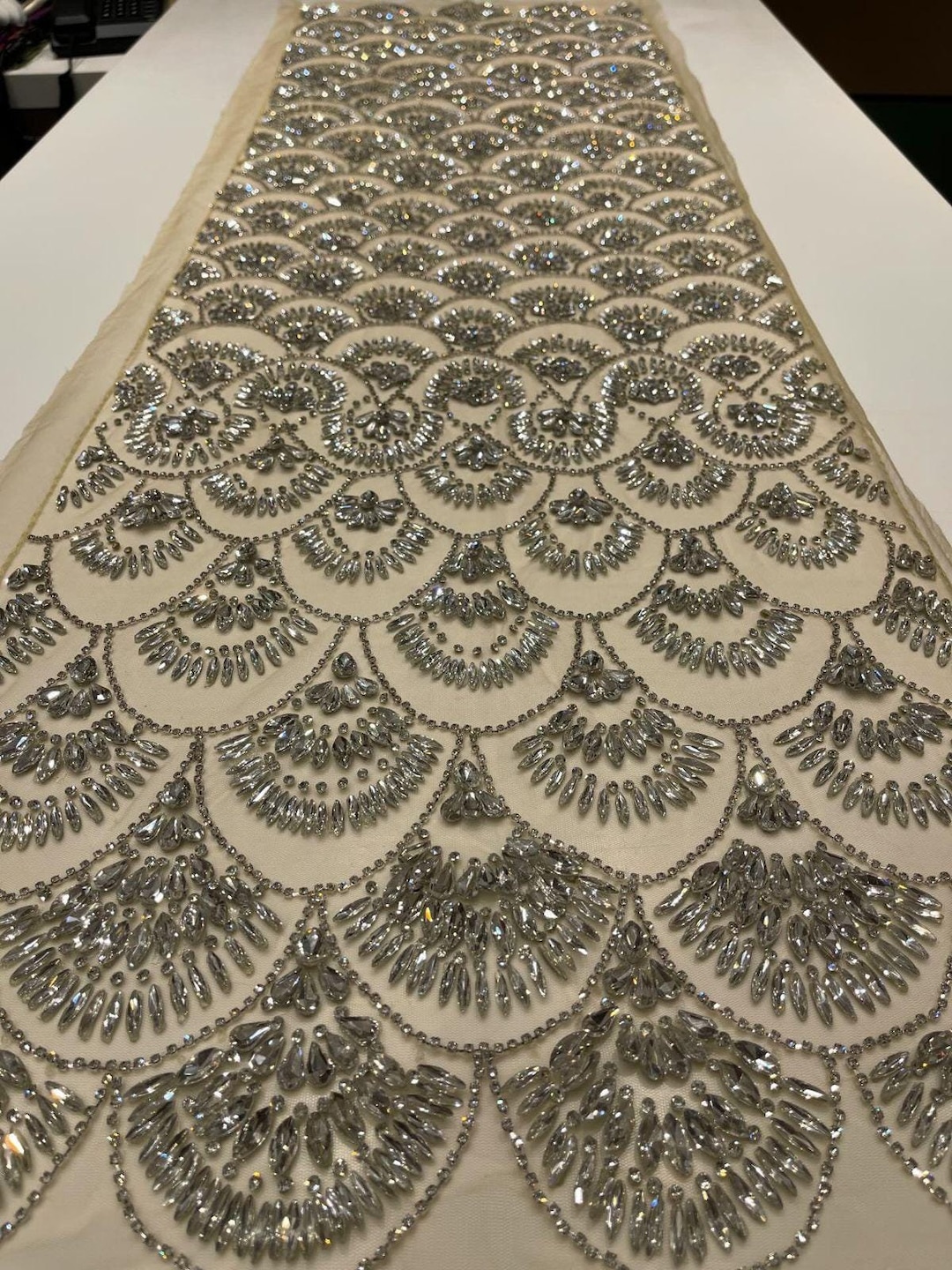 Handmade Crystal Embellished Fabric - Luxury Beaded Couture Design ...