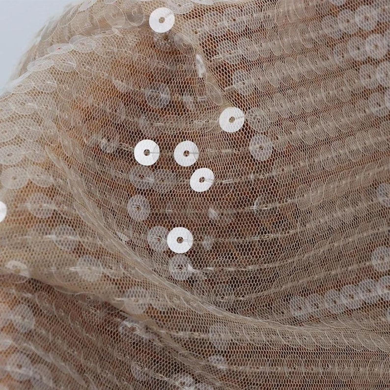 Transparent Beige Round Sequin Fabric - Etsy