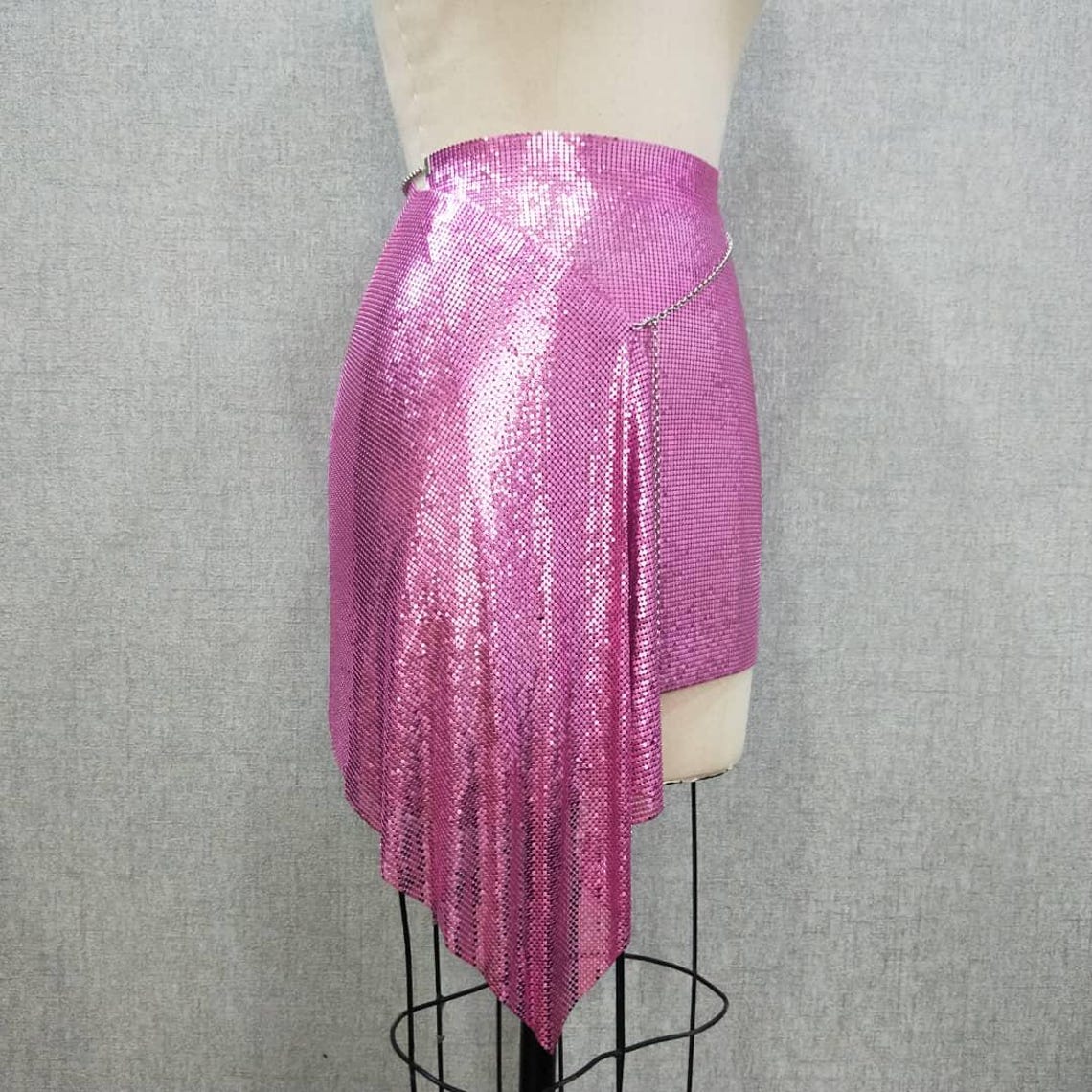 Fuchsia Metal Mesh Mini Skirt, Wrap Chainmail Party Skirt - Etsy